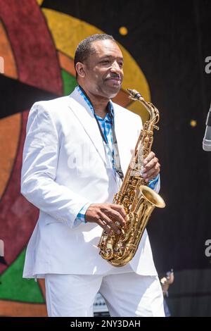 Big Chief Donald Harrison Jr. performs during the New Orleans Jazz ...
