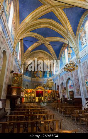 Greek church, interior, Cargese, Departement Haute-Corse, West coast ...