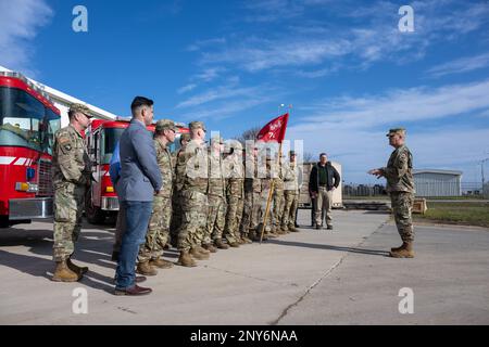 Soldiers of the ASA-Black Sea fire department stand in front of the ...