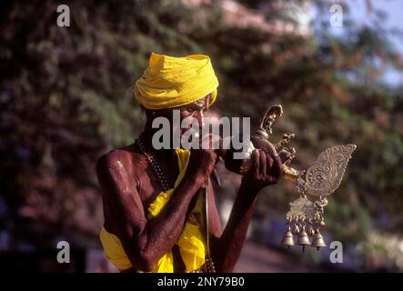 Conch blower at Nellithurai Sri Vana Badra Kali Amman Temple near ...