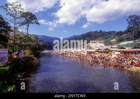 Panoramic view of the Pamba river at Pambai, Kerala, South India, India ...