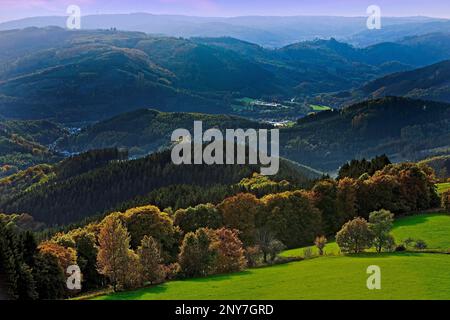 Wide view of the landscape from Schomberg, Wildewiese, Sundern ...