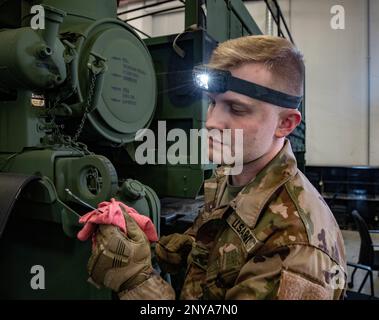 U.S Army Cpl. Ethan Gaspard, wheeled vehicle mechanic with Headquarters ...