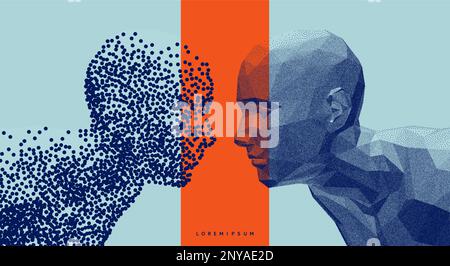 Two opponents facing each other. People talk face to face. Illustration ...