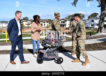 Col. Sam Kline, right, commander of U.S. Army Garrison Presidio of Monterey, speaks at a ...