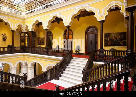Archbishop's Palace, Main Hall gallery and stained-glass ceiling, Lima ...