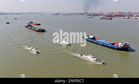 ZHENJIANG, CHINA - MARCH 2, 2023 - A law enforcement boat of the joint ...