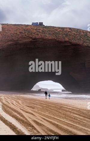 A bridge in the arid, sahara desert and mountainous area of western ...
