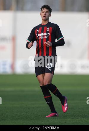 Milan, Italy, 28th February 2023. Kevin Zeroli of AC Milan celebrates ...
