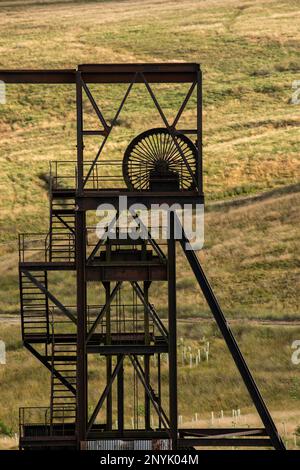 Abandoned buildings and winding gear at Groverake fluorspar and lead ...