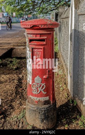 Red postal letter box Sri Lankan Post Delft island Jaffna Sri Lanka ...