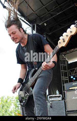 Ryan O'Keeffe of Airbourne performs at Rock on the Range on May 23 ...