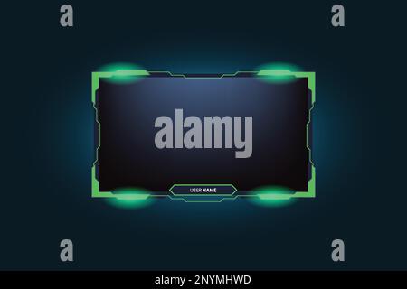 Green screen overlay vector on a dark background. Live gaming screen ...