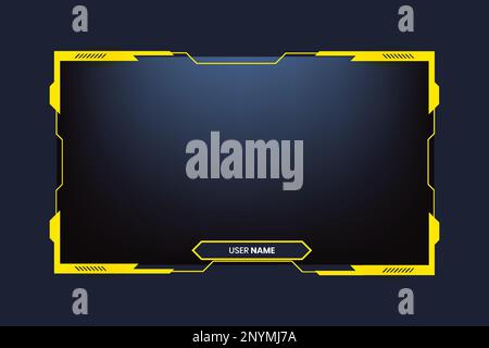 Live stream interface elements, overlay frames and buttons with yellow ...