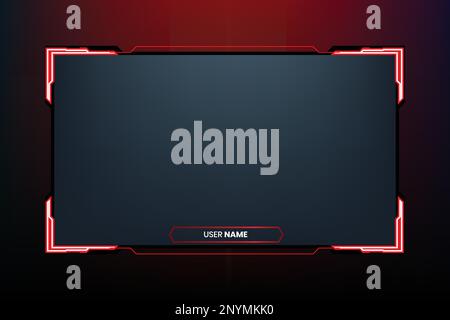 Overlay game stream interface, neon screen panel frames, vector live twitch UI buttons. Streamer ...