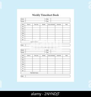 Weekly timesheet log book KDP interior. Business and office employee ...