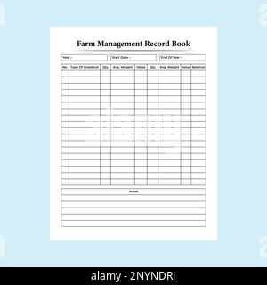 Farm management notebook KDP interior. Farm information checker and ...