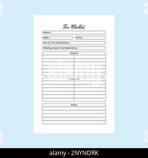 Tax checklist log book KDP interior. Business tax information tracker ...