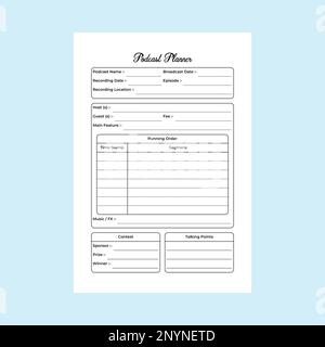 Podcast planner KDP interior journal. Regular podcast information ...