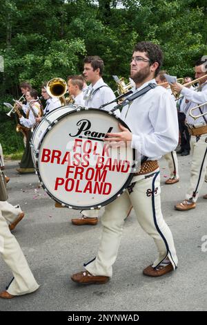 Marching band musicians wearing folk clothes, Corpus Christi ...