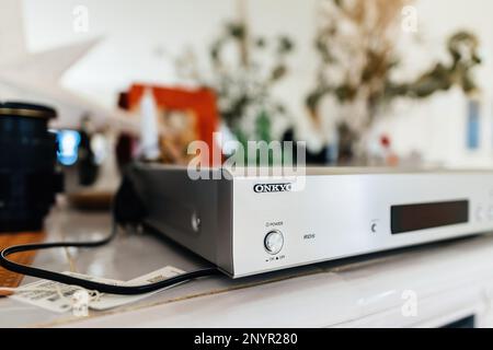 Paris, France - Mar 1, 2023: Logotype of Hi-Fi radio tuner by Onkyo ...
