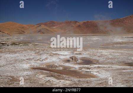 The fumaroles of the Galan Volcano in the Puna Argentina Stock Photo ...