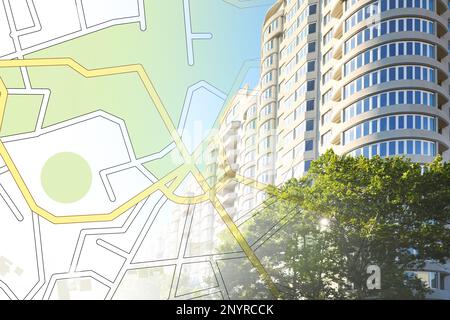 Double exposure of cadastral map and construction site Stock Photo - Alamy