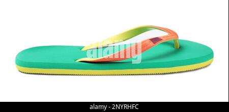 Single bright flip flop isolated on white, top view Stock Photo - Alamy