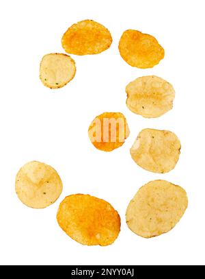 Number 1 made of potato chips and isolated on white background. Food ...