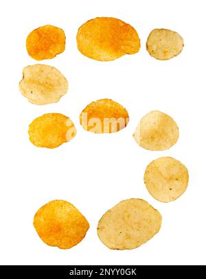 Number 1 made of potato chips and isolated on white background. Food ...