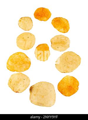 Number 1 made of potato chips and isolated on white background. Food ...