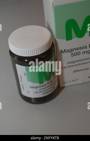 Kastrup/Copenhagen /Denmmark/02 Maerch 2023/Magnesia Dak 500 Mg tablets ...