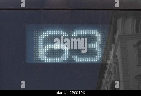 Number 63 written on a led display Stock Photo - Alamy