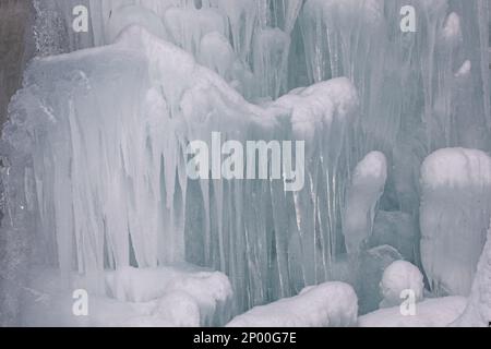 Icicles form from fountain water at Qingyan Garden in Huai'an City ...
