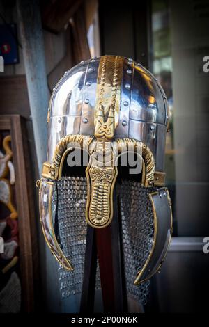 Polished Steel Knight Helmet Protection. Medieval head armor with visor ...