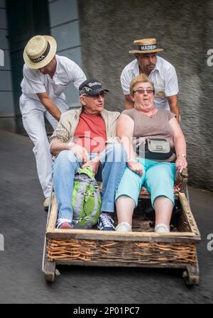 Toboggan ride from Monte to Funchal Madeira Stock Photo - Alamy