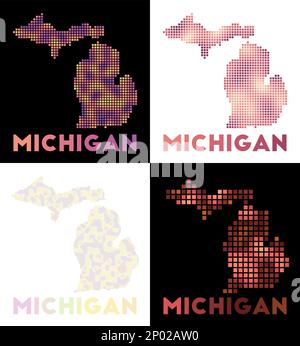 Michigan map. Map of Michigan in dotted style. Borders of the us state ...