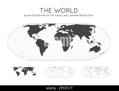 Map of The World. Hammer projection. Globe with latitude and longitude ...