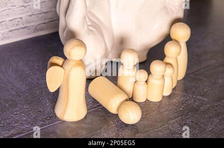 Christian family. Cross. CHRIST IS RISEN. Happy family on the nature ...