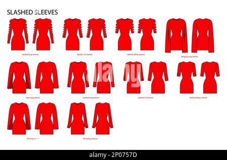 Set of Slashed sleeves clothes long, short, hanging, cape, slashed ...