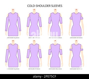 Set of Cold-shoulder sleeves clothes long, 3-4, elbow, short length ...