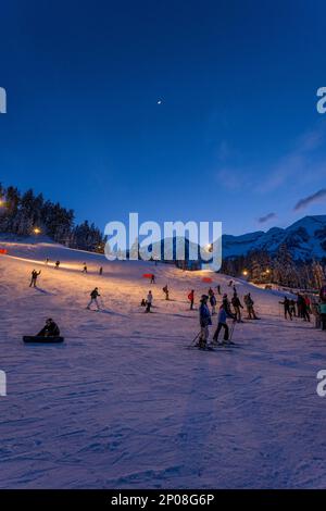 People night skiing at Sundance Resort, also known as Sundance Mountain ...