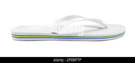 Single flip flop isolated on white. Beach footwear Stock Photo - Alamy