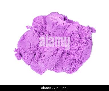 Pile of violet kinetic sand on white background, top view Stock Photo ...