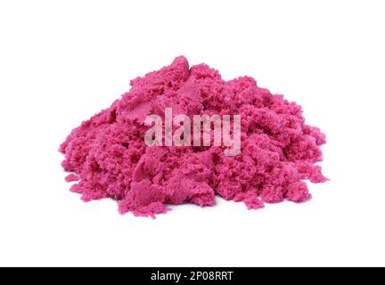Pile of pink kinetic sand on white background Stock Photo - Alamy