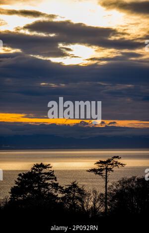 View of Haro Strait with dramatic skies from the American Camp (San ...