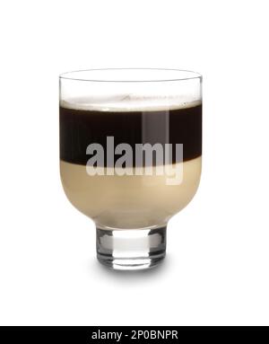 Glass of delicious Cafe Bombon on white background Stock Photo - Alamy