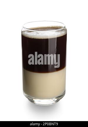 Glass of tasty Cafe Bombon on white background Stock Photo - Alamy