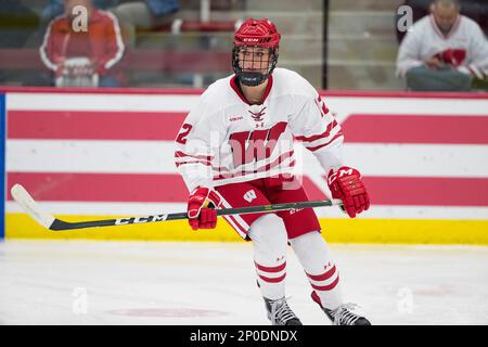 Wisconsin Badgers Sophia Shaver (12) skates during warmups prior to an ...