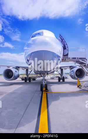 airplane gets prepared for take off Stock Photo - Alamy